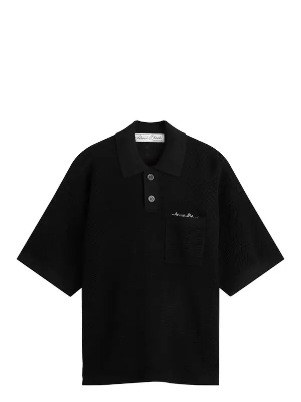 ABOUT:BLANK Pique Knitted Polo - Black/ecru
