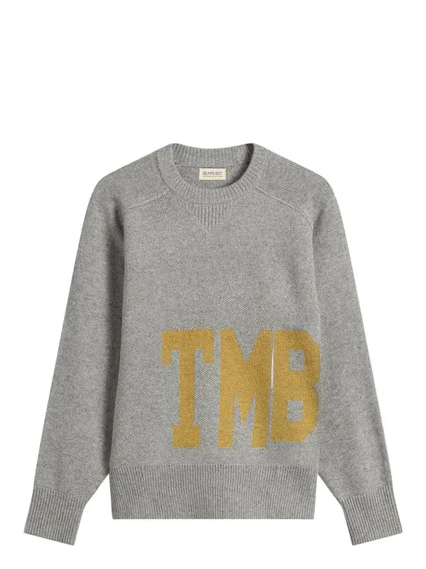 BEAMS Logo Crewneck Jumper - Grey