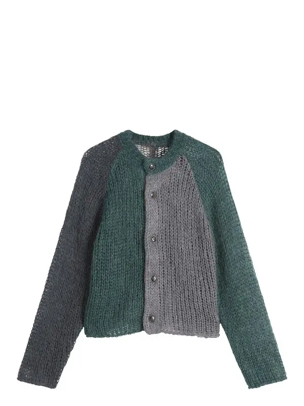 BEAMS Mohair Crazy Cardigan - Charcoal Grey