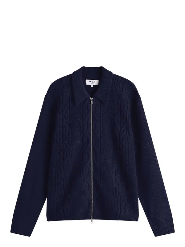 WAX LONDON Friar Zip Knit Jacket - Navy