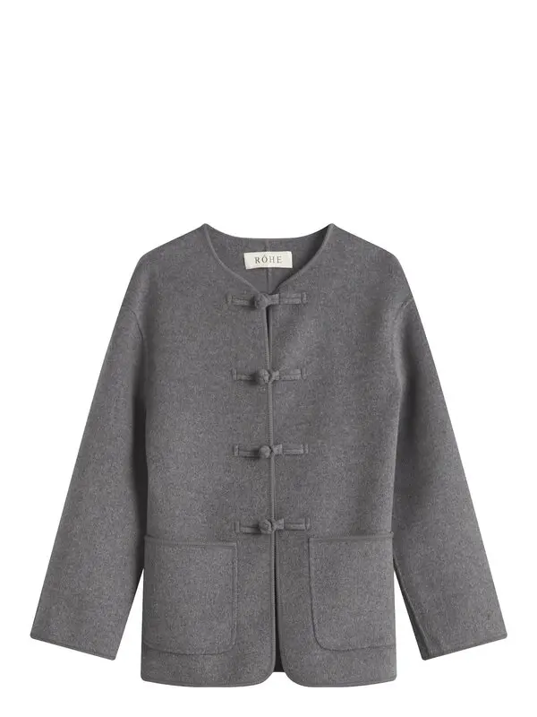 RÓHE Mandarin Closure Double-faced Jacket - Mid Grey Melange