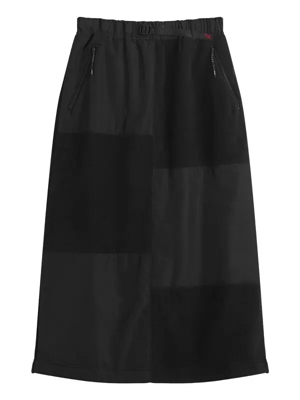 Gramicci Patchwork Fleece Midi Skirt - Black
