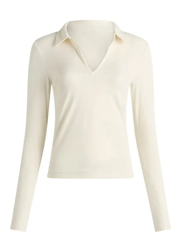 TALA Dayflex Long Sleeve Polo Top - Ivory