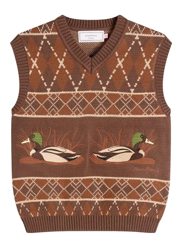 HOUSE OF SUNNY Duck Knit Vest - Tobacco