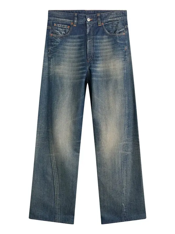 MAISON MARGIELA Relaxed Fit Wide Leg Jeans - Medium Blue