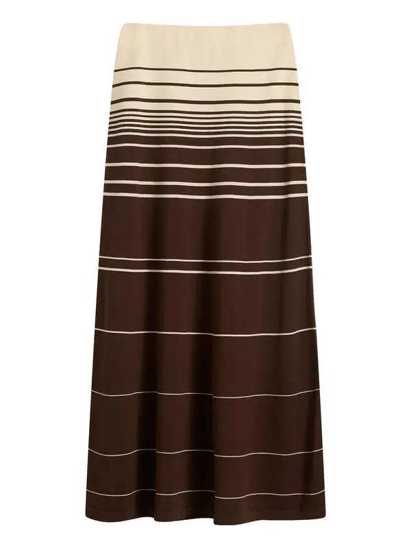 Faithfull The Brand Casia Maxi Skirt - Accordion Stripe Brown Beige