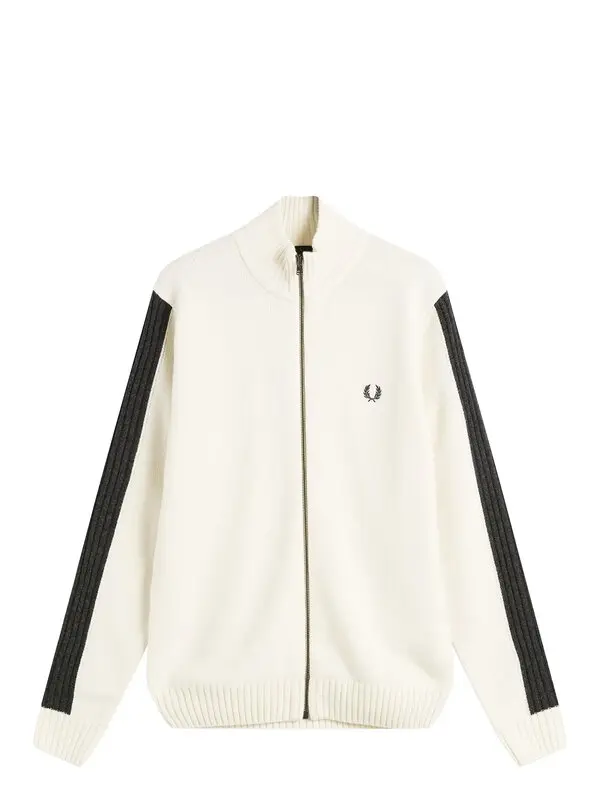 Fred Perry Ribbed Zip Knit Cardigan - Ecru