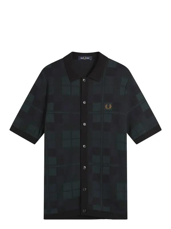 Fred Perry Black Watch Tartan Knit Shirt - Blackwatch Tarta