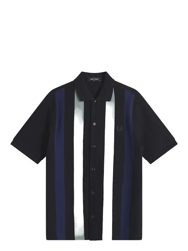 Fred Perry Vertical Stripe Polo Shirt - Black