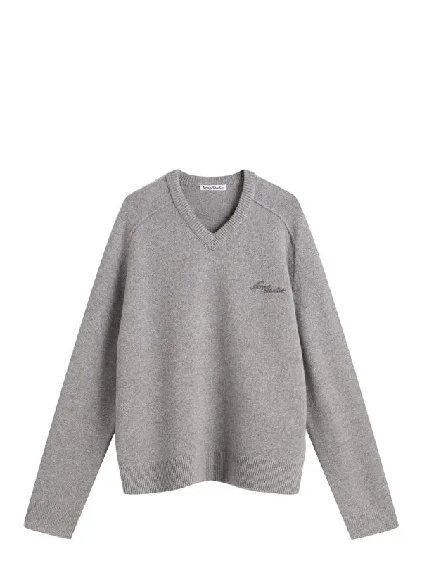 Acne Studios Kaybe Richard Yak V-neck Jumper - Dark Grey Melange
