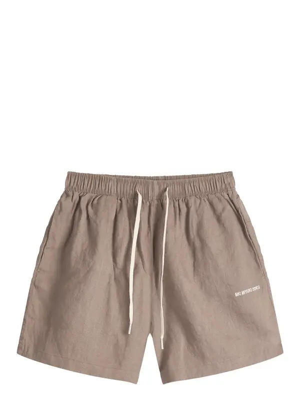 MKI MIYUKI ZOKU Linen Drawstring Shorts - Mushroom