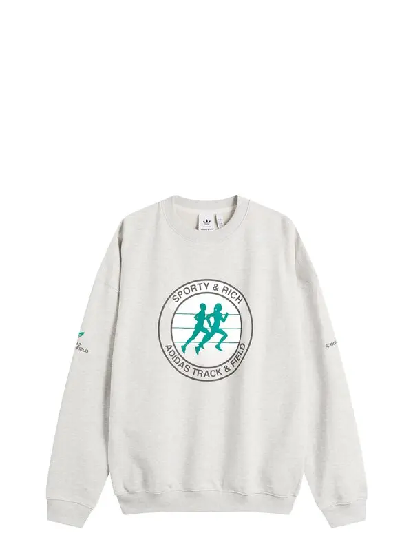 Adidas X Sporty & Rich Printed Sweatshirt - Light Grey Heather