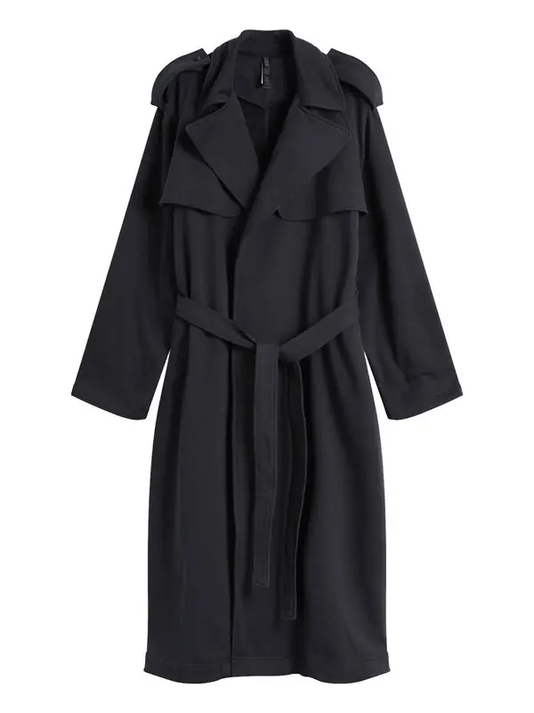 SKIMS Boyfriend Fleece Trench Coat - Onyx