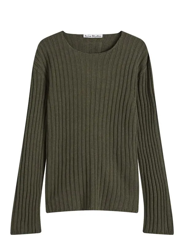 Acne Studios Kartic Cotton Core Ribbed Jumper - Vintage Green