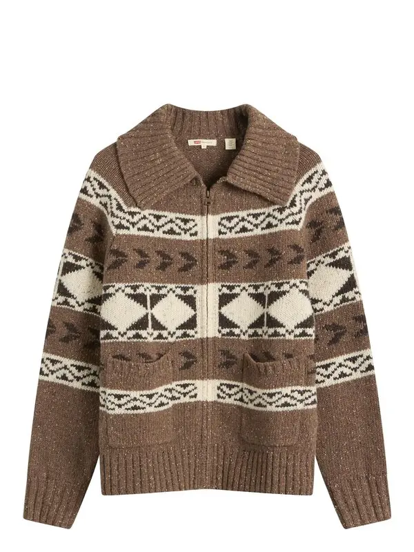 LEVI'S Fairisle Wool-blend Zip Jumper - Walnut