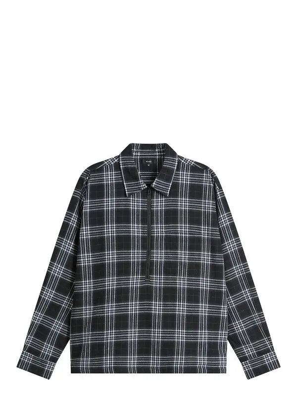 BEAMS Half Zip Pullover Shirt - Black Check