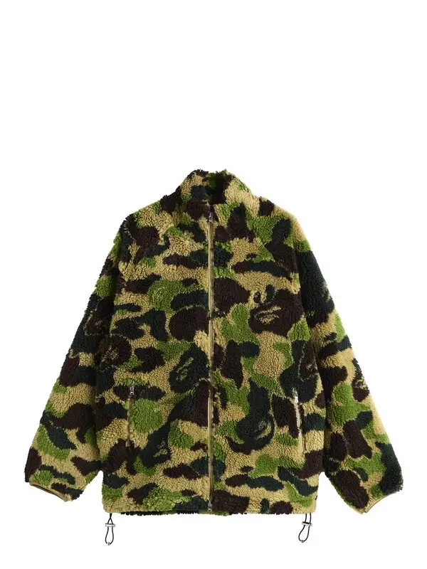 A BATHING APE Abc Camo One Point Boa Fleece Jacket - Green
