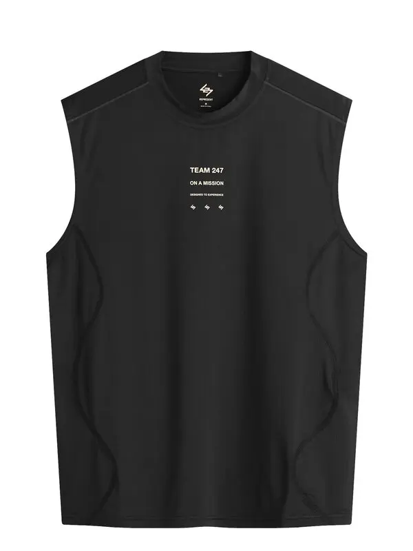 REPRESENT 247 Mesh Runner Tank T-shirt - Black