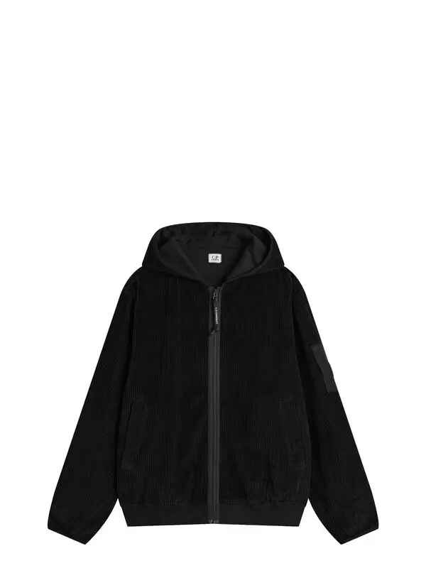 C.P. COMPANY Corduroy Lens Zip Hoodie - Black