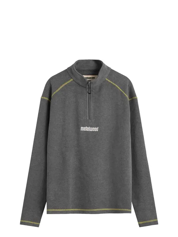 METALWOOD STUDIO Contrast Stitch Quarter Zip Sweatshirt - Charcoal