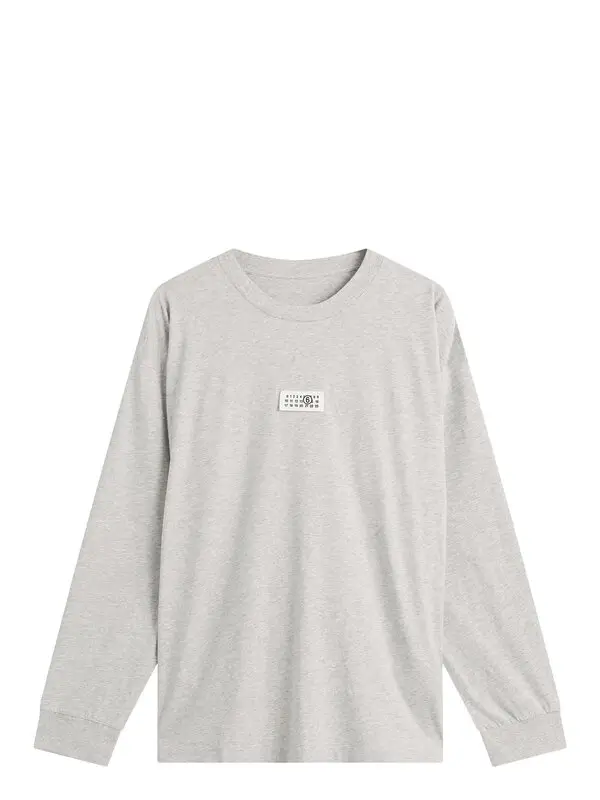 MAISON MARGIELA Long Sleeve Cotton T-shirt - Light Grey Melange