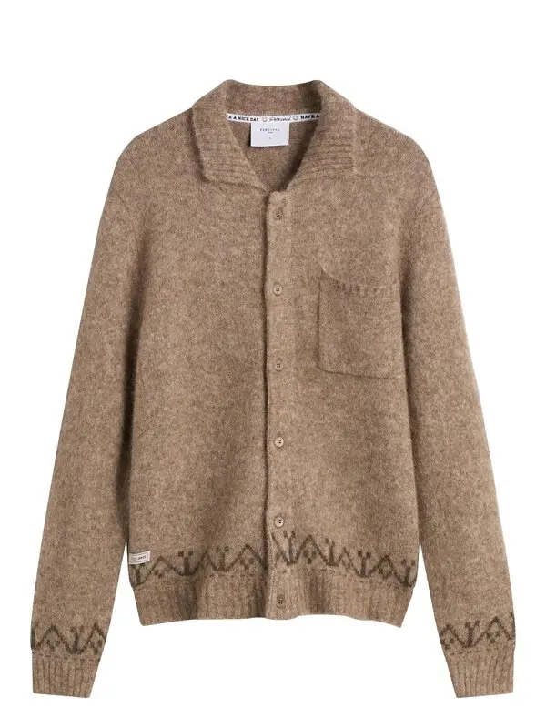 PERCIVAL Novel Collared Wool Cardigan - Oak