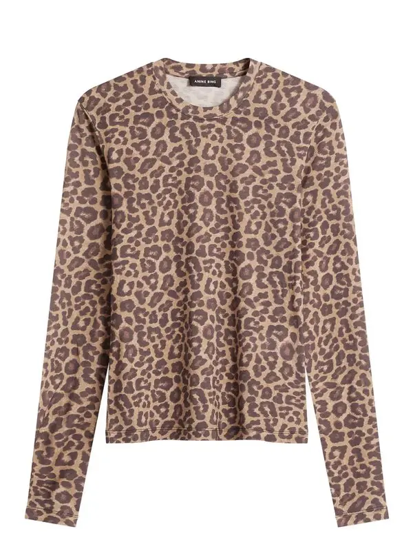 ANINE BING Sylvie Long Sleeve T-shirt - Leopard