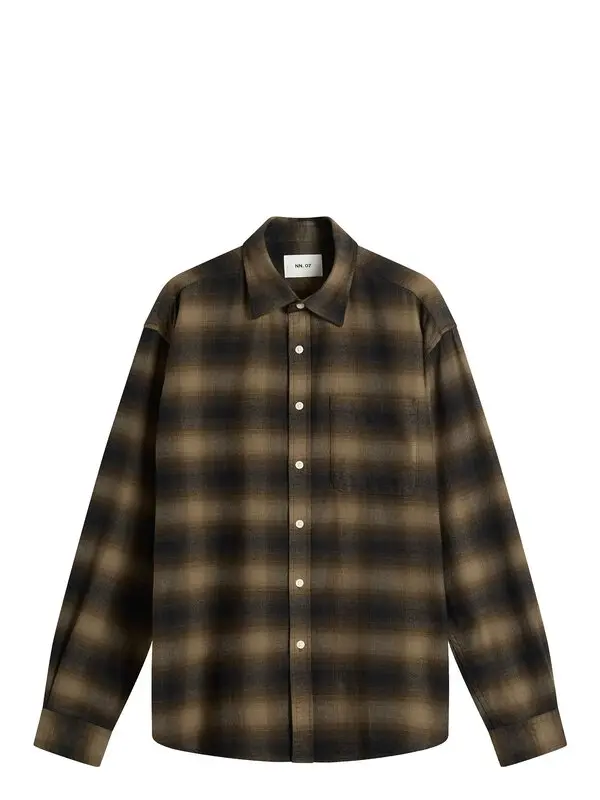 Nn07 Deon Check Flannel Shirt - Black Check