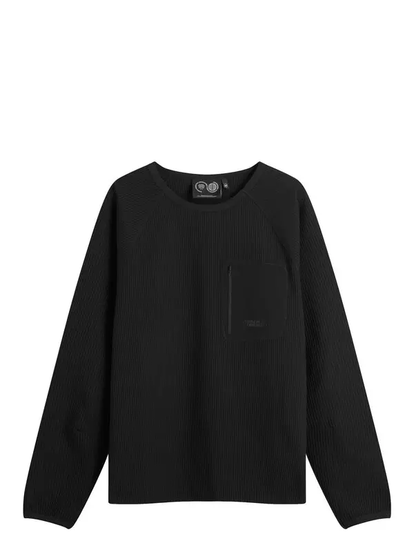PURPLE MOUNTAIN OBSERVATORY Waffle Ls Pocket T-shirt - Black