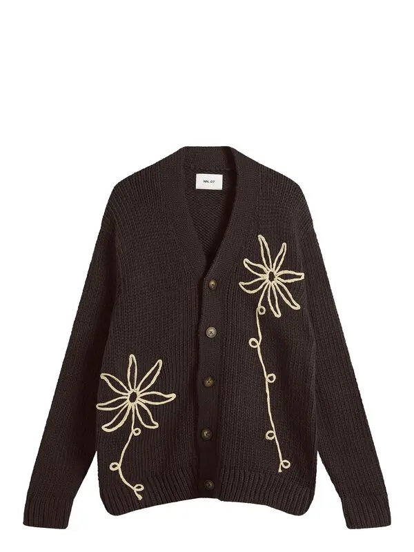 Nn07 Mika Flower Cardigan - Dusky Port