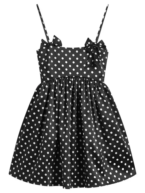 GANNI Mini Strap Dress With Bow Detail - Black