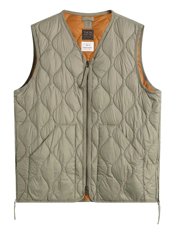Taion Military V-neck Zip Softshell Down Vest - Dark Sage Green