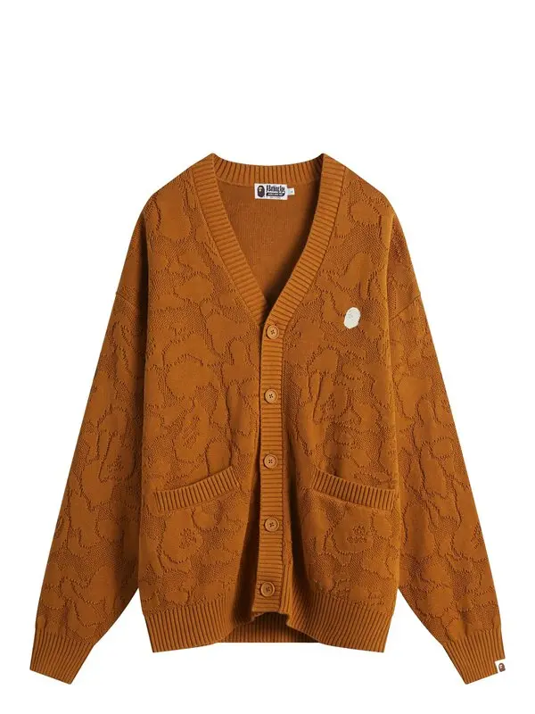 A BATHING APE Solid Camo Jacquard One Point Cardigan - Beige