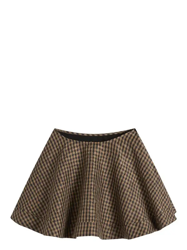 GANNI Check Mini Circle Skirt - Tobacco Brown