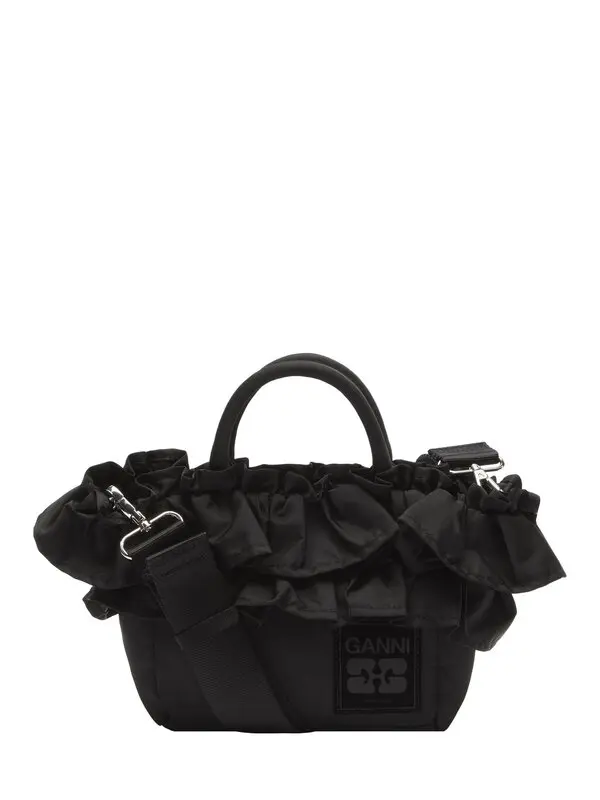 GANNI Mini Shopper Ruffle - Black
