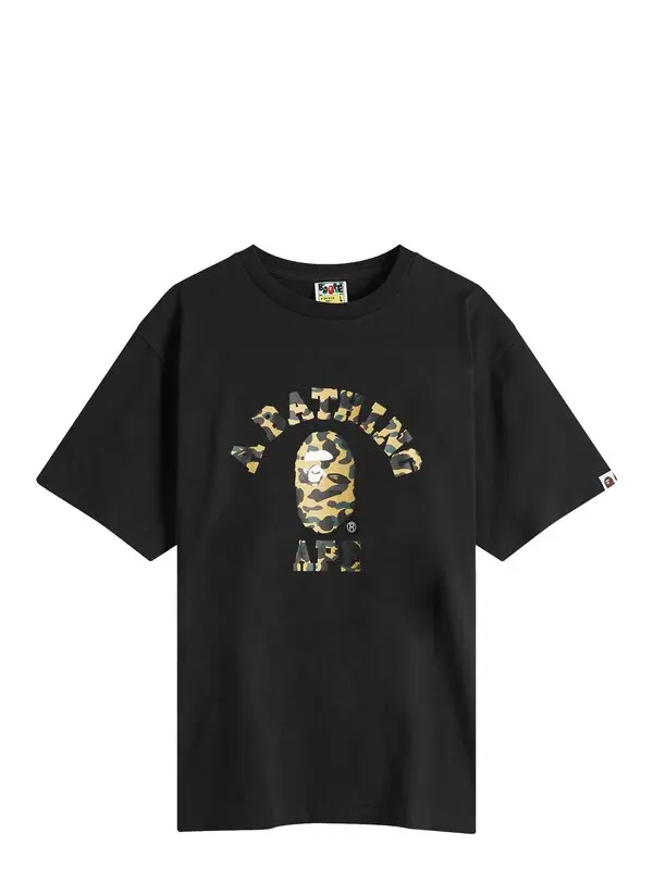A BATHING APE 1st Camo College T-shirt - Black X Yellow