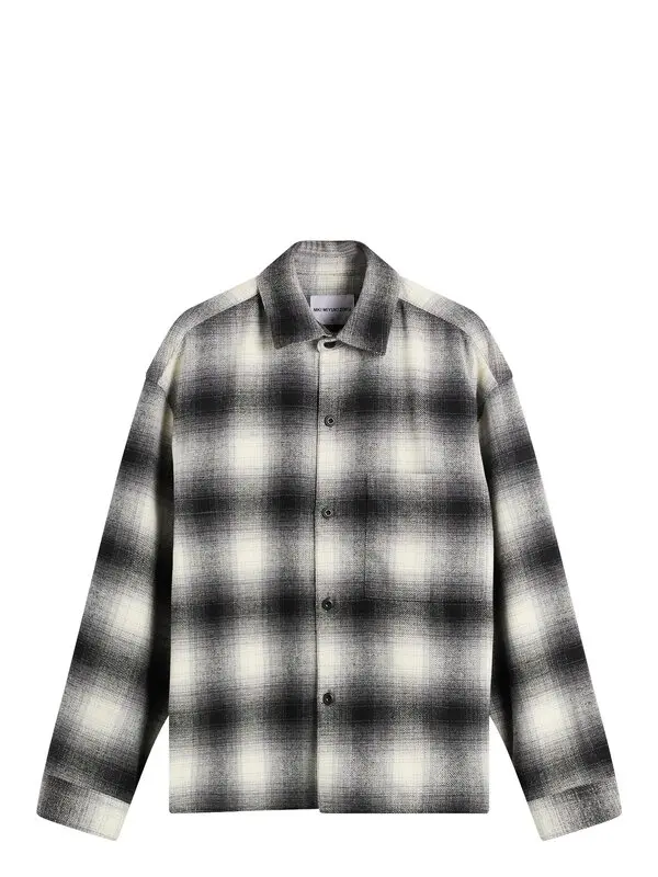 MKI MIYUKI ZOKU Wool Check Box Shirt - Off White/black