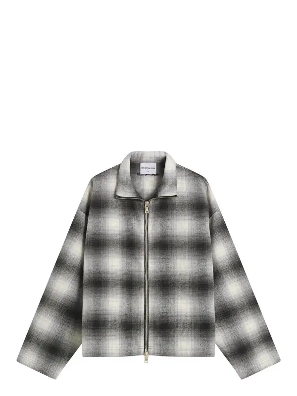 MKI MIYUKI ZOKU Wool Check Track Jacket - Off White/black
