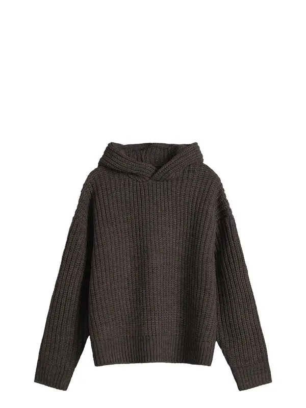 MKI MIYUKI ZOKU Chunky Rib Knit Hoodie - Charcoal Melange