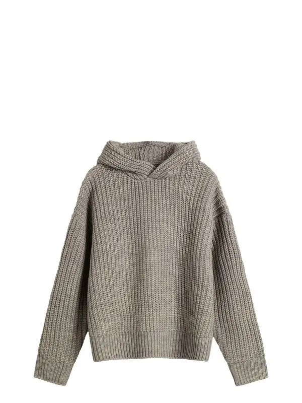 MKI MIYUKI ZOKU Chunky Rib Knit Hoodie - Grey Melange