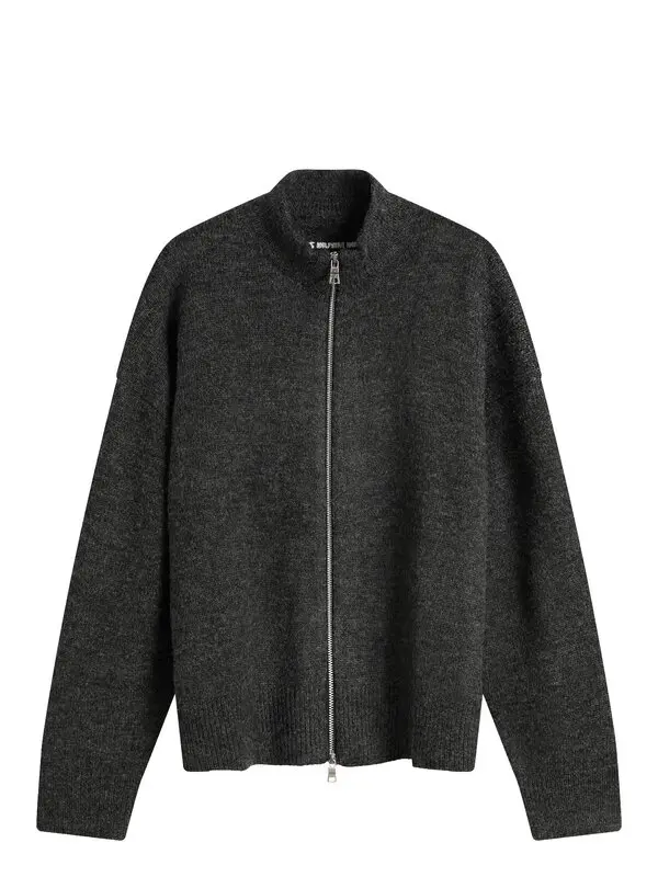 MKI MIYUKI ZOKU Mohair Blend Knit Track Jacket - Charcoal