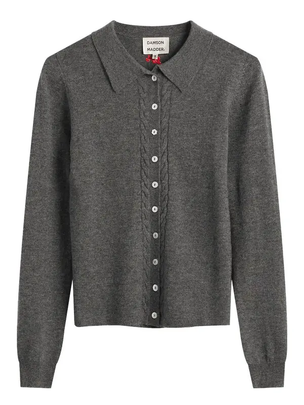 DAMSON MADDER Voula Fine Gauge Cardigan - Charcoal