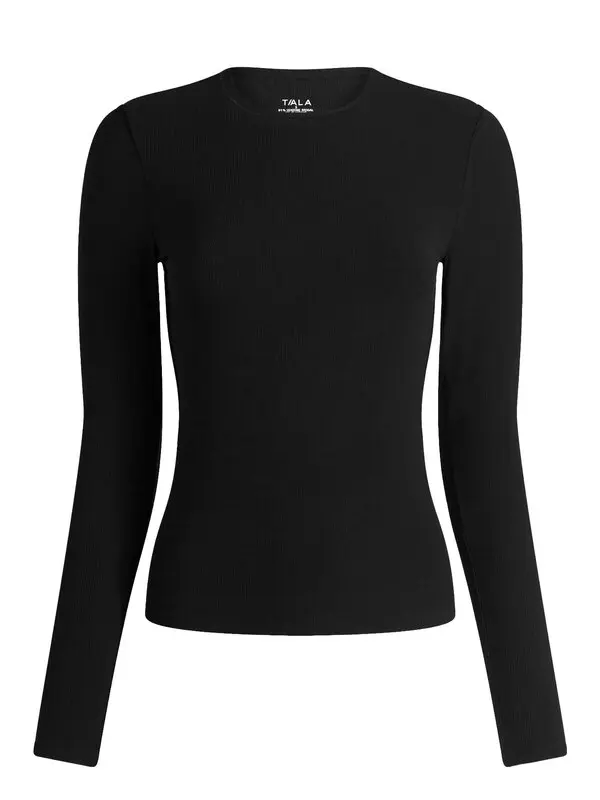TALA 365 Long Sleeve Long Line T-shirt - Black
