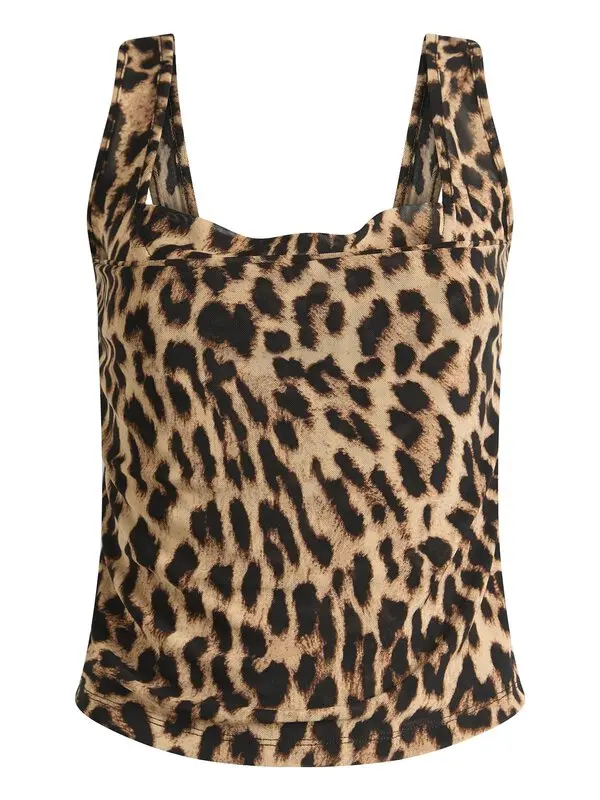 Good American Mesh Bustier - Lucky Leopard
