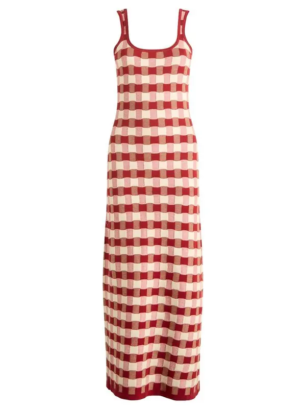 HOUSE OF SUNNY Picnic Hockney Midi Dress - Red Check
