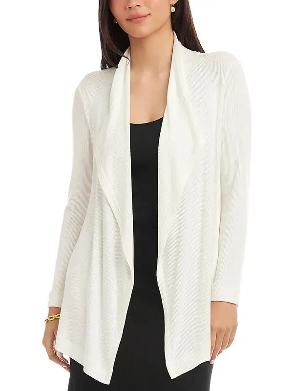 Karen Kane Ribbed Front Draped Cardigan - Off White