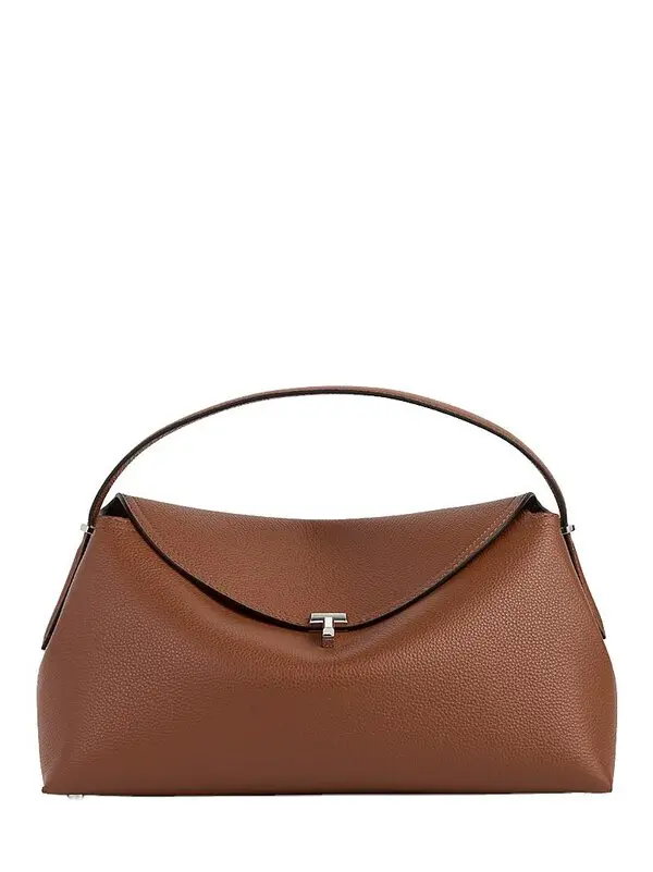 TOTEME T-lock Smooth Leather Convertible Top Handle Bag - Sienna Grained-leather