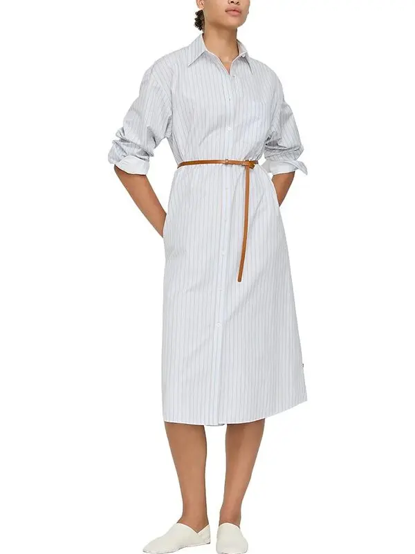 Lafayette 148 New York Belted Shirtdress - Glacier Blue