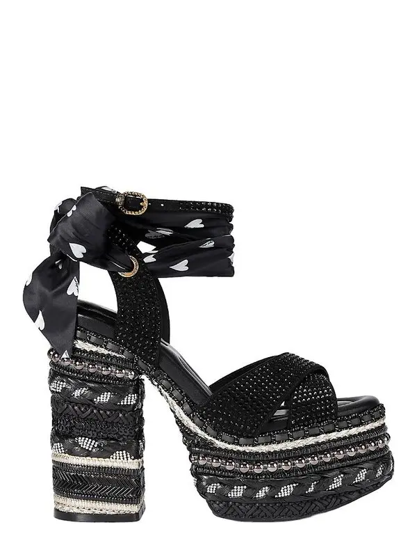 Kurt Geiger Chelsea Scarf Platform Sandals - Charcoal