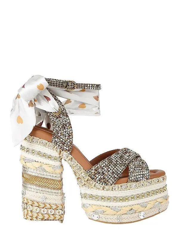 Kurt Geiger Chelsea Scarf Platform Sandals - Open Beige